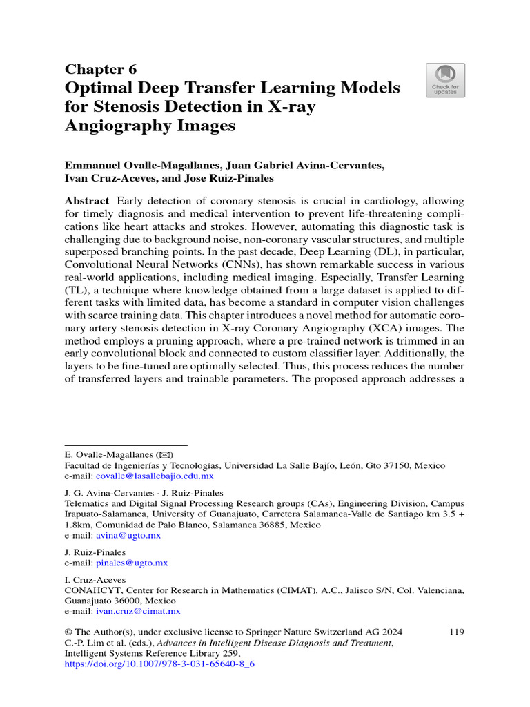 Optimal Deep Transfer Learning Models For Stenosis Detection in X-Ray Angiography Images | PDF ...