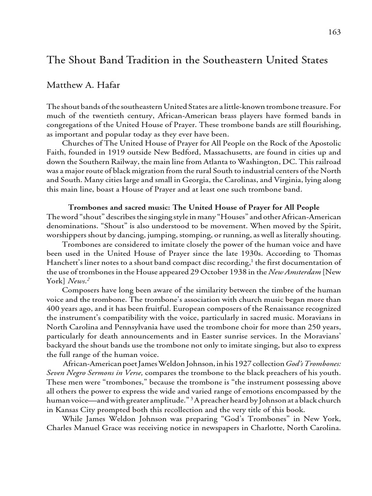 The Shout Band Tradition in The Southeastern United States | PDF ...