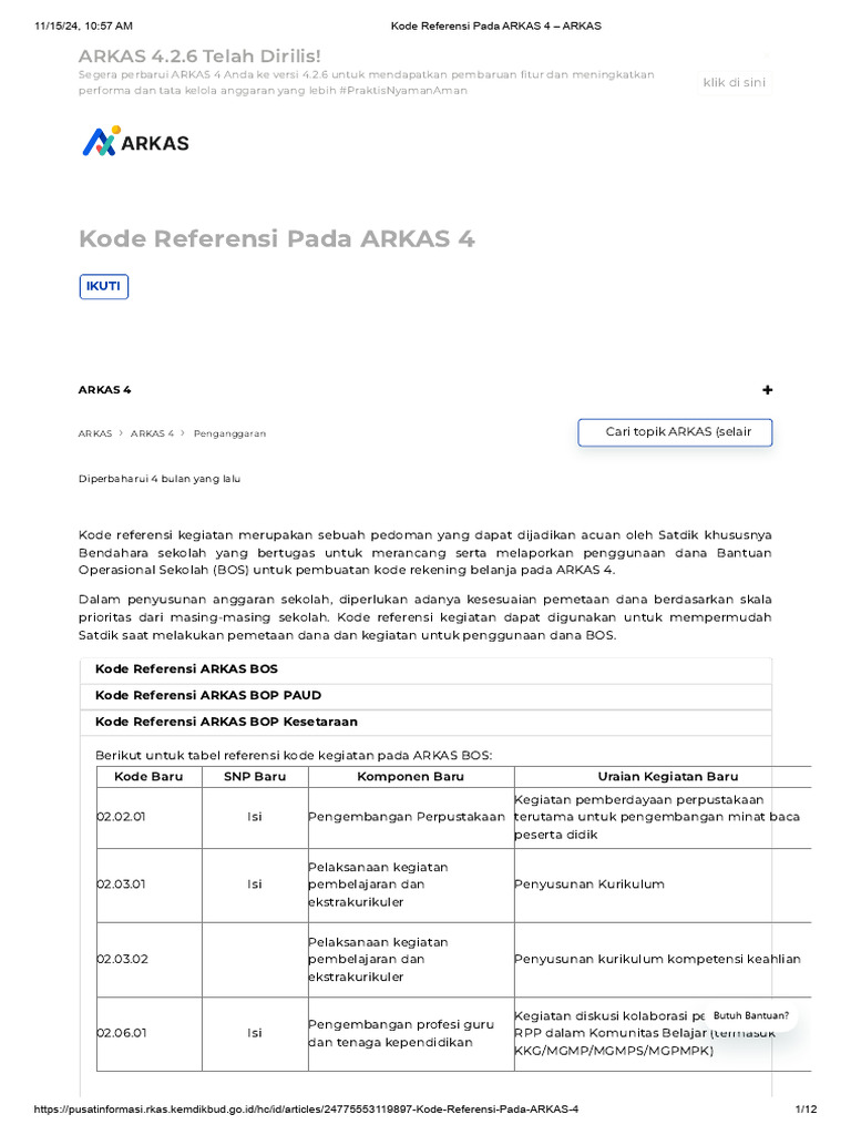 Kode Referensi Pada ARKAS 4 - ARKAS | PDF