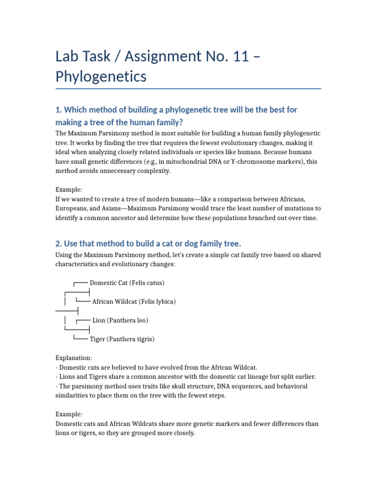 Phylogenetics Assignment | PDF | Phylogenetics | Evolution