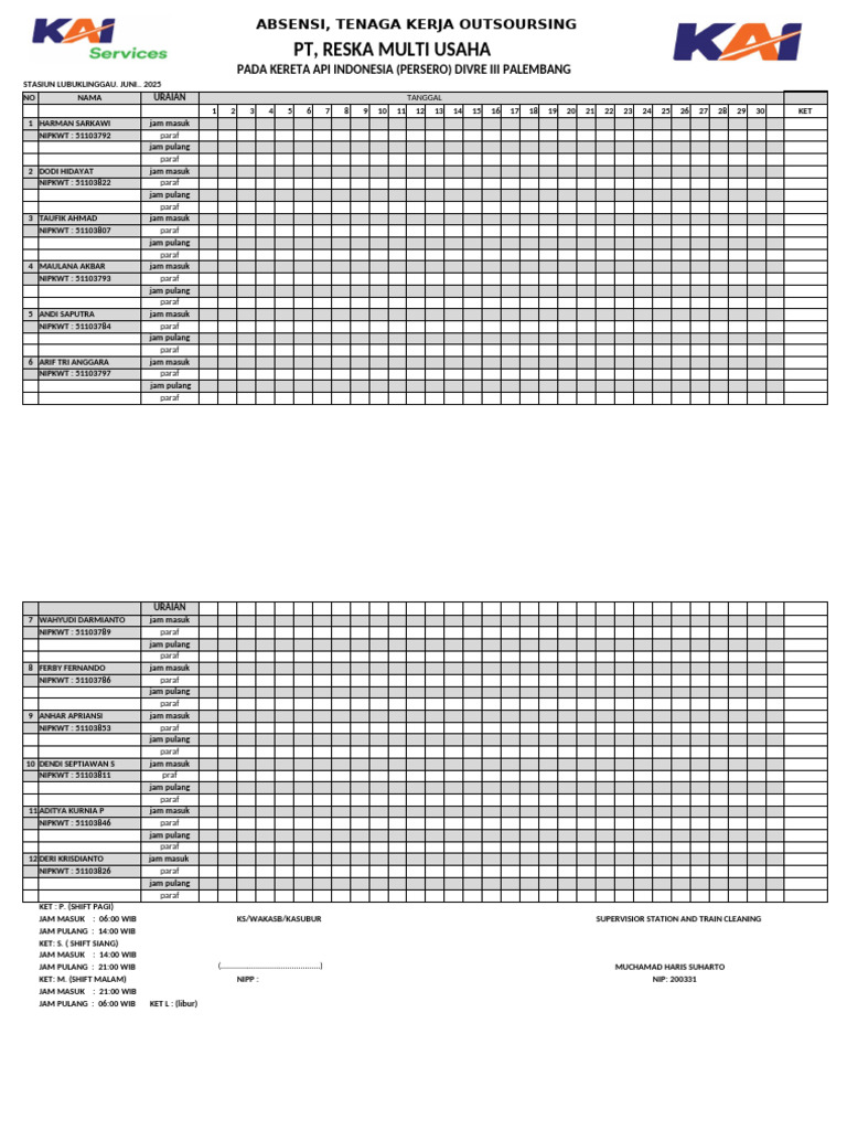 Absen k2 Llg Dan Kop. Juni.. 2025 | PDF