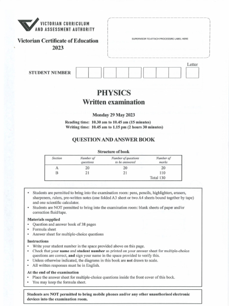 Solutions To 2023 NHT Physics Part A | PDF