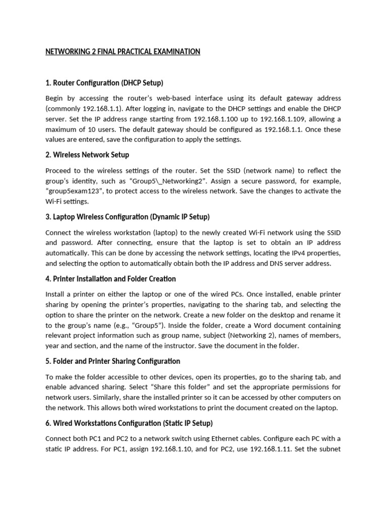 Networking 2 Final Practical Examination 2024 | PDF | Ip Address ...