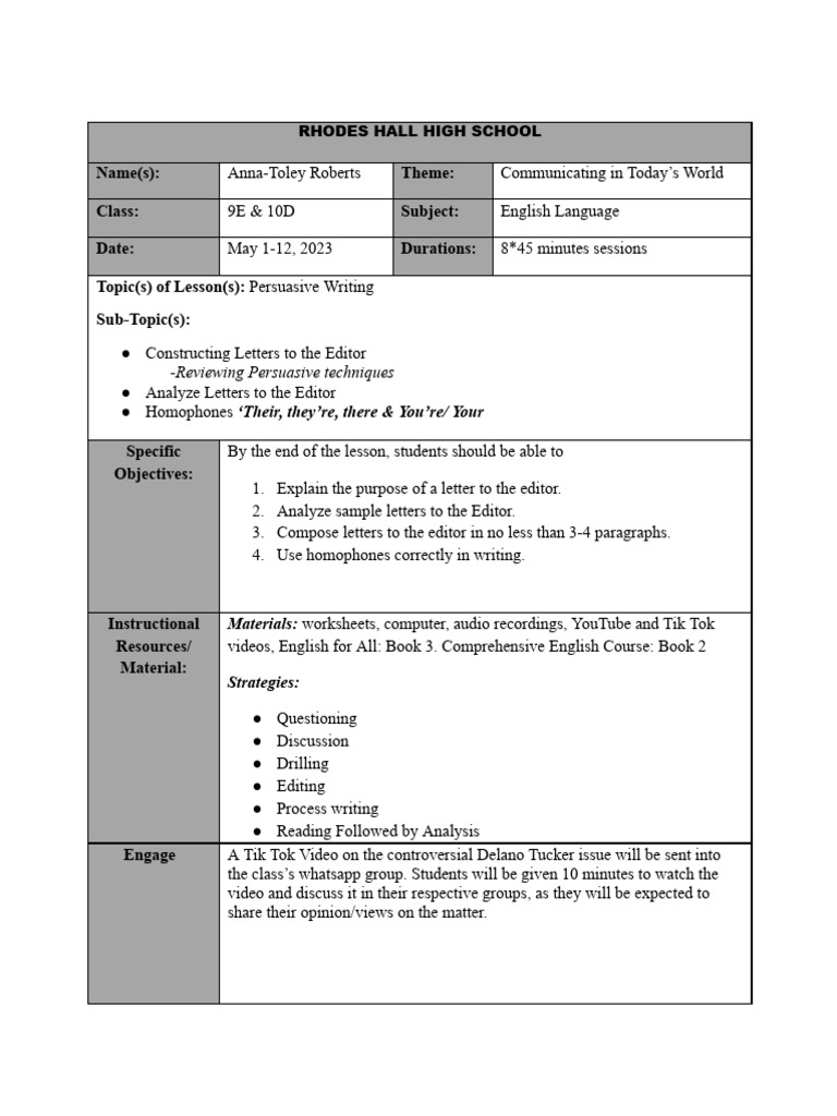 Persuasive Writing: Letters to the Editor | PDF | Reading Comprehension ...