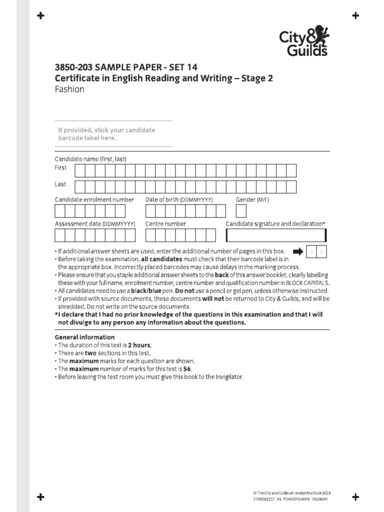 11D Reading & Writing Stage 2 - Question Paper | PDF