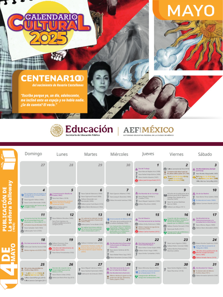 DBL A1 VU079 2025 Calendario - Cultural - Mayo | PDF | México