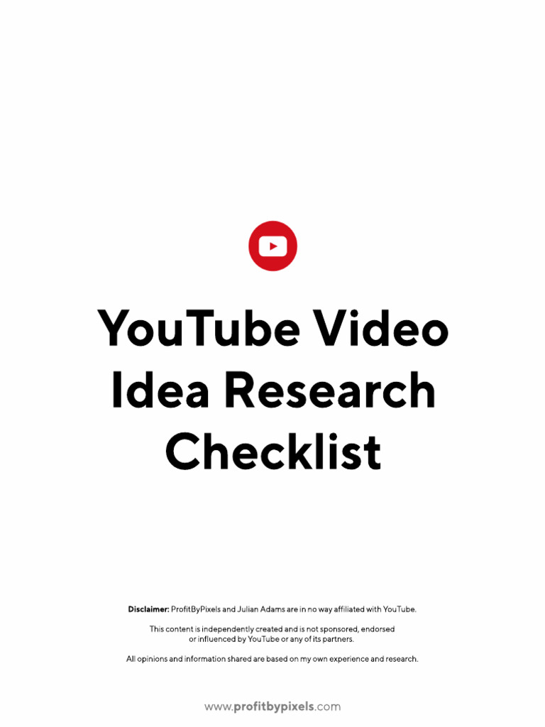 YouTube Video Idea Research Checklist | PDF