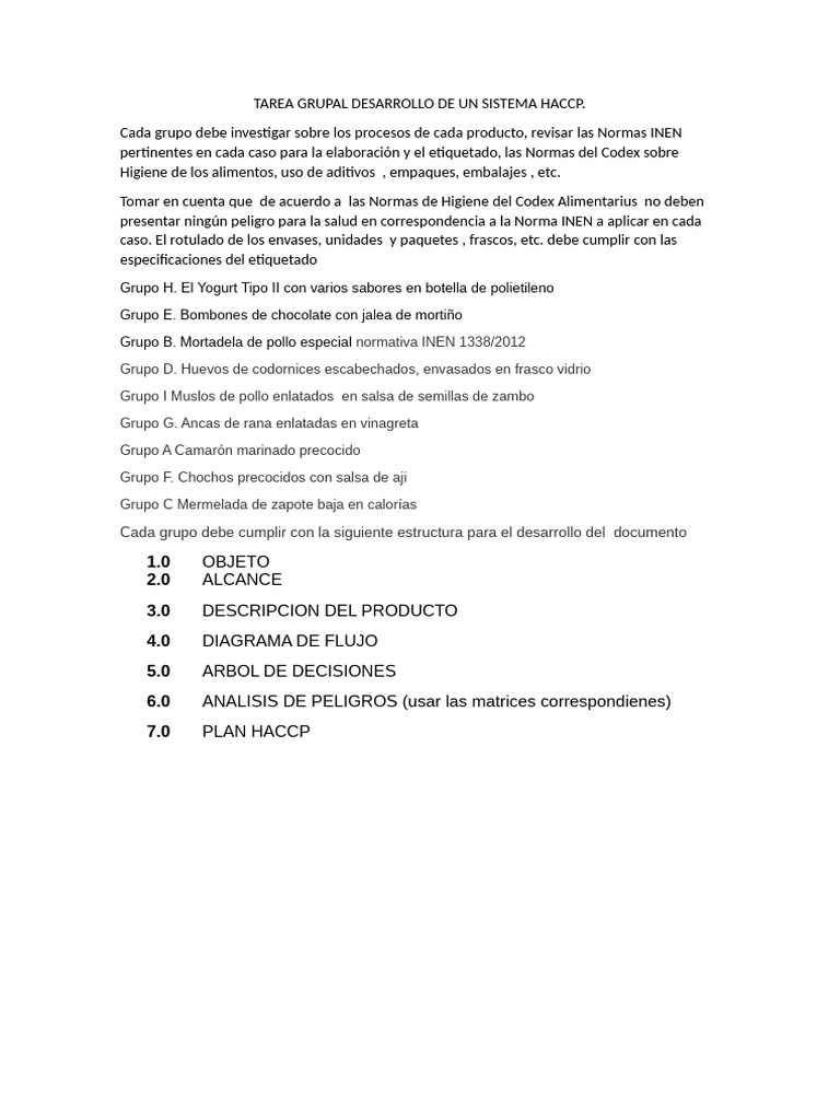 Tarea Grupal Desarrollo de Un Sistema Haccp-2025 | PDF
