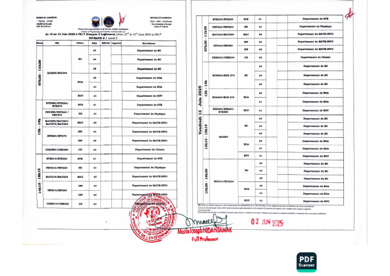 Planning S2N, L2 2025 Modif | PDF