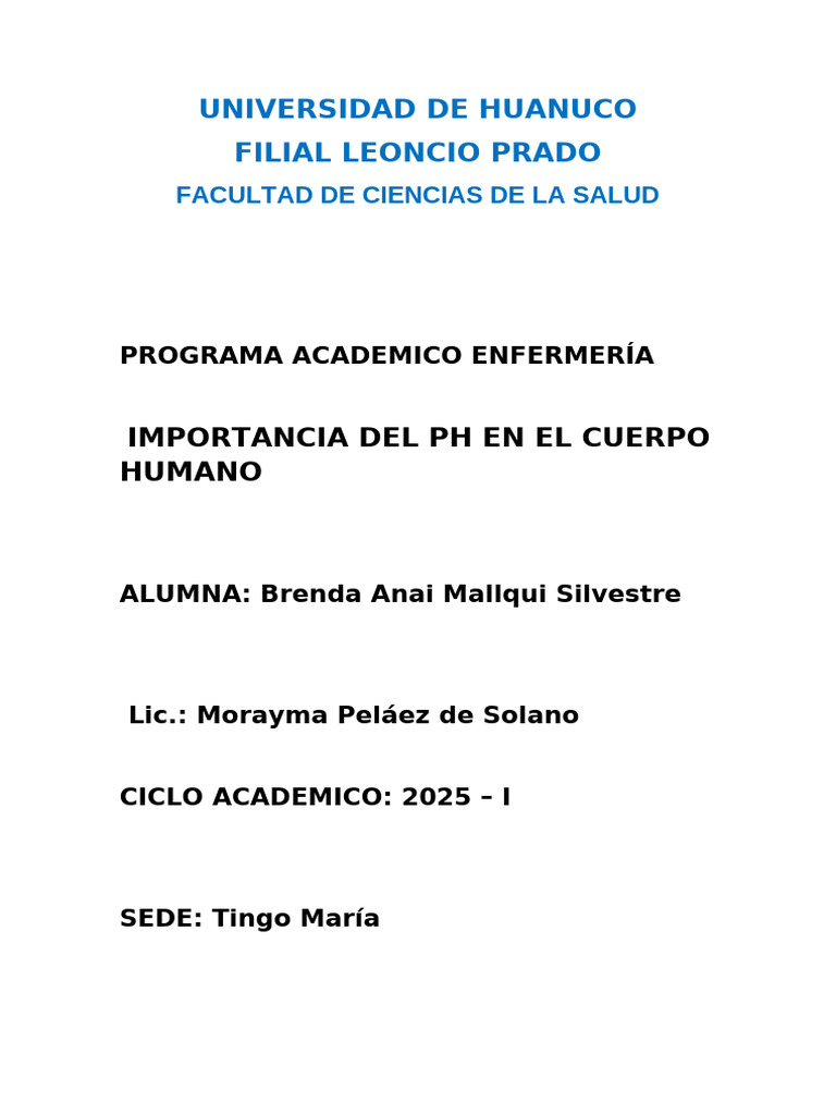 Importancia Del PH | PDF | Ph | Solución tampón