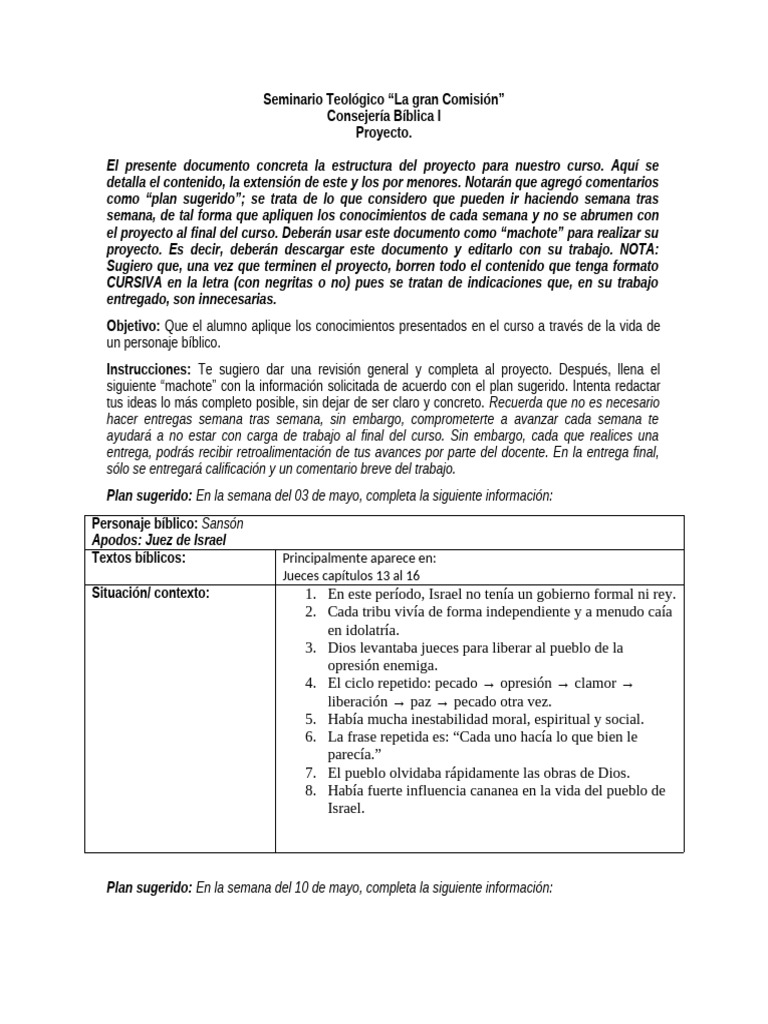 Maye Galvan Proyecto CONSEJERIA UNO | PDF | Sansón