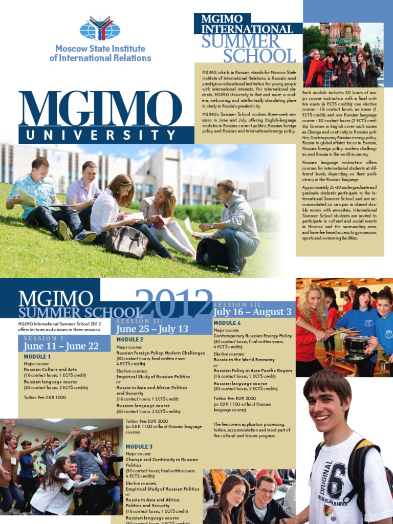 MGIMO Summer School 2012 | PDF | International Student | Russia