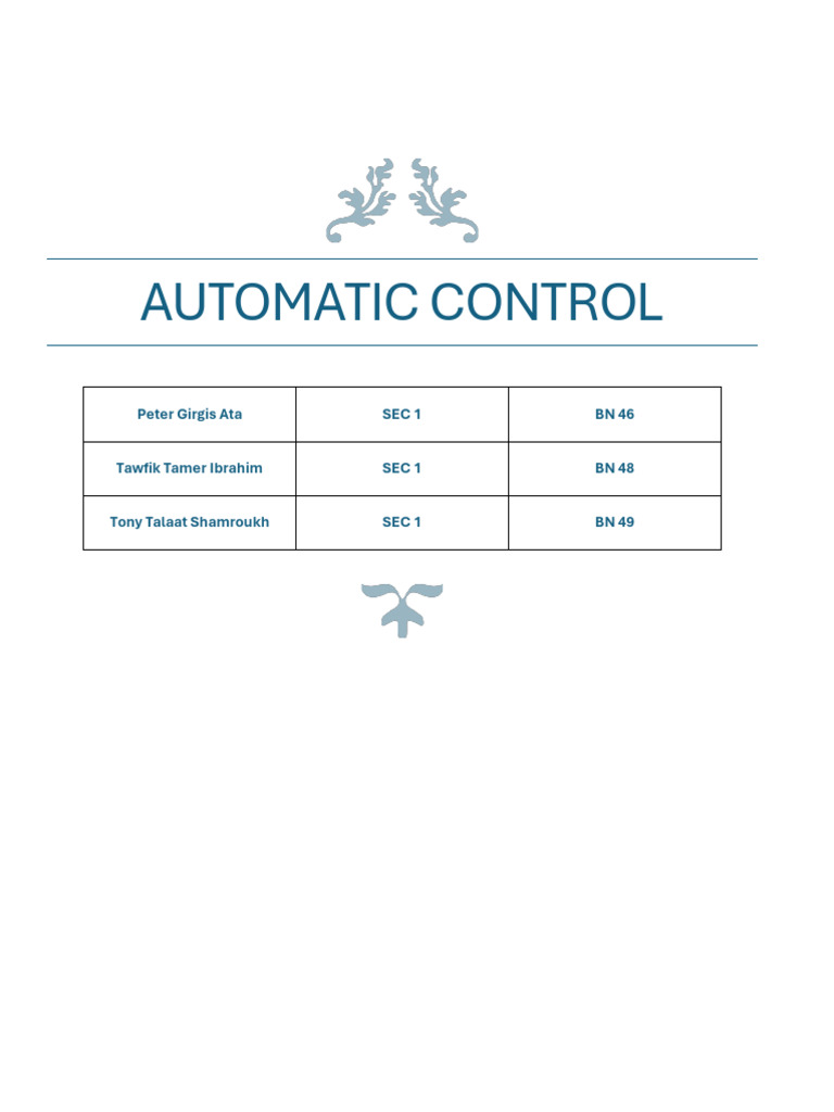 Automatic Control Systems | PDF | Control Theory | Electricity