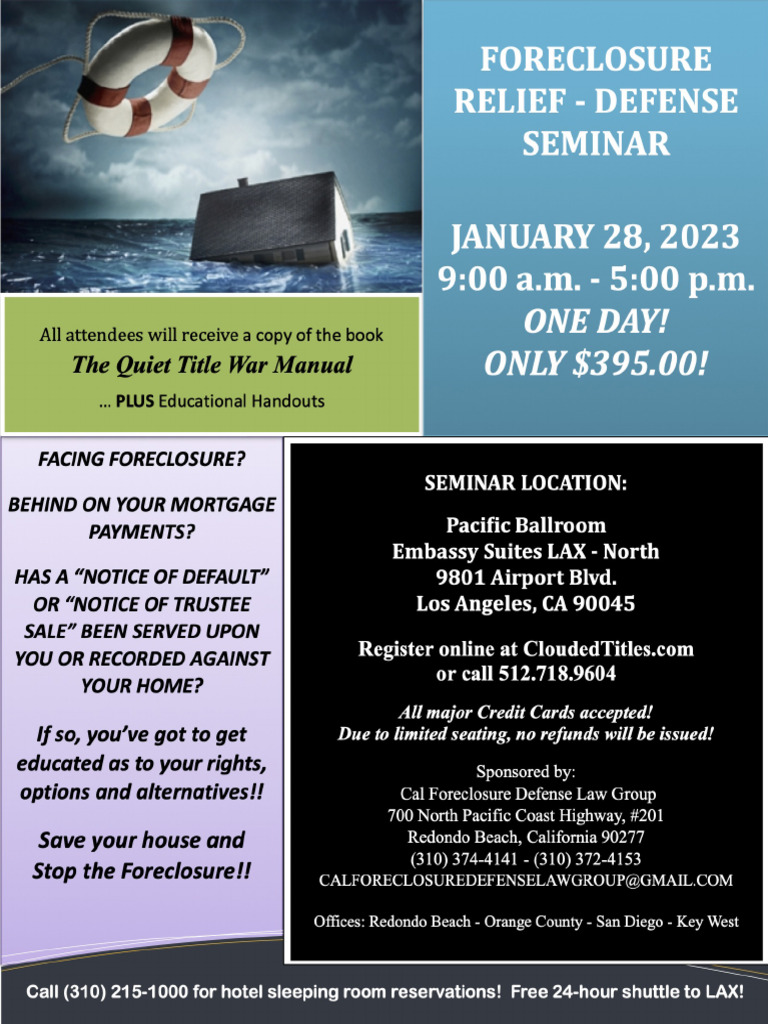 Foreclosure Relief Defense Seminar Flyer | PDF