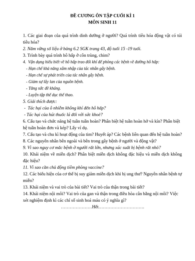 ĐỀ CƯƠNG ÔN TẬP CK1 | PDF