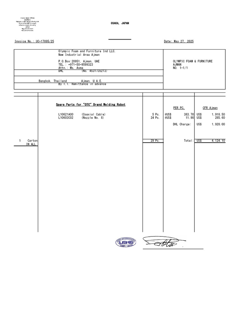 17895.25 Otcダイヘンasia (Thailand) - nad (Olympic Form) 仲介 Inv. | PDF