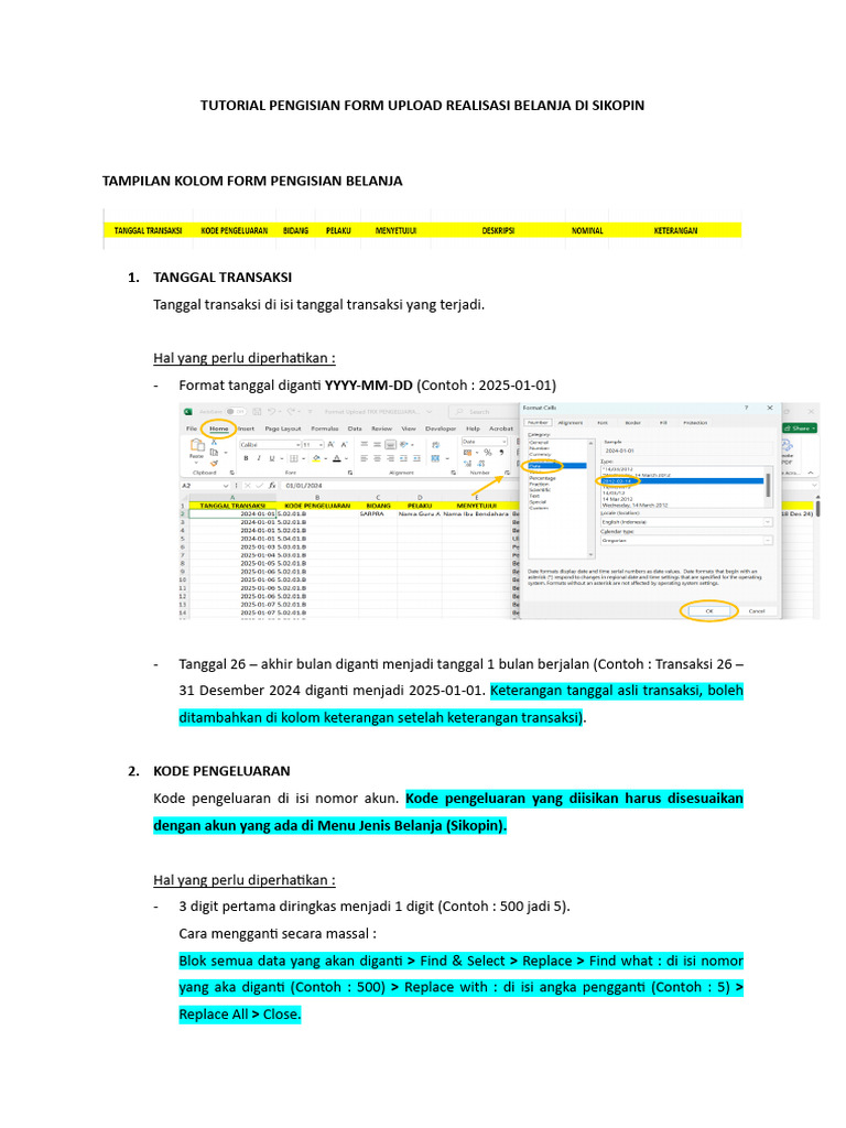 Tutorial Pengisian Form Upload Realisasi Belanja Di Sikopin | PDF