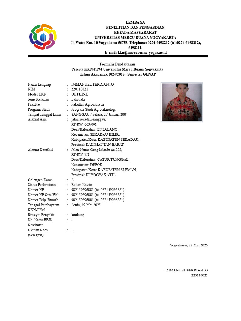 Sistem Informasi Manajemen KKN-PPM UMBY Tahun Akademik 2024-2025 - Semester GENA | PDF