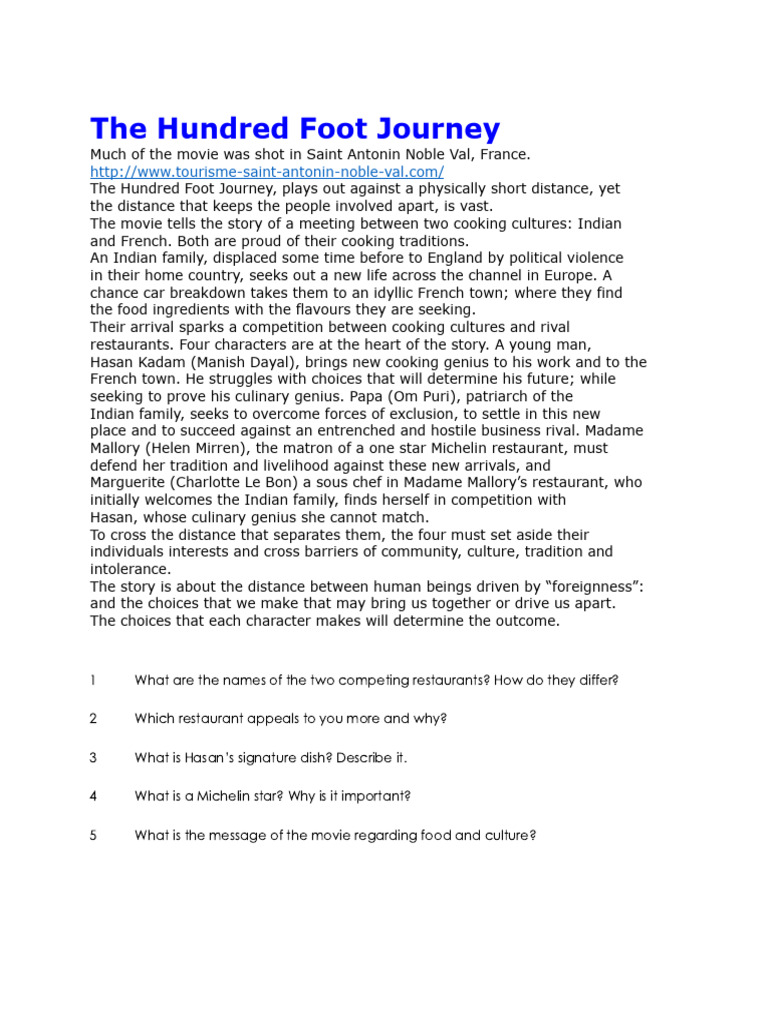 100 Foot Journey | PDF