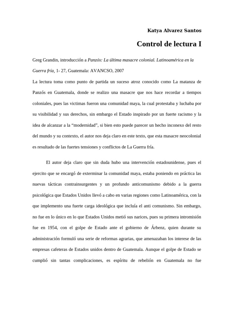 Katya Alvarez Santos - Control de Lectura 1 | PDF | Democracia ...