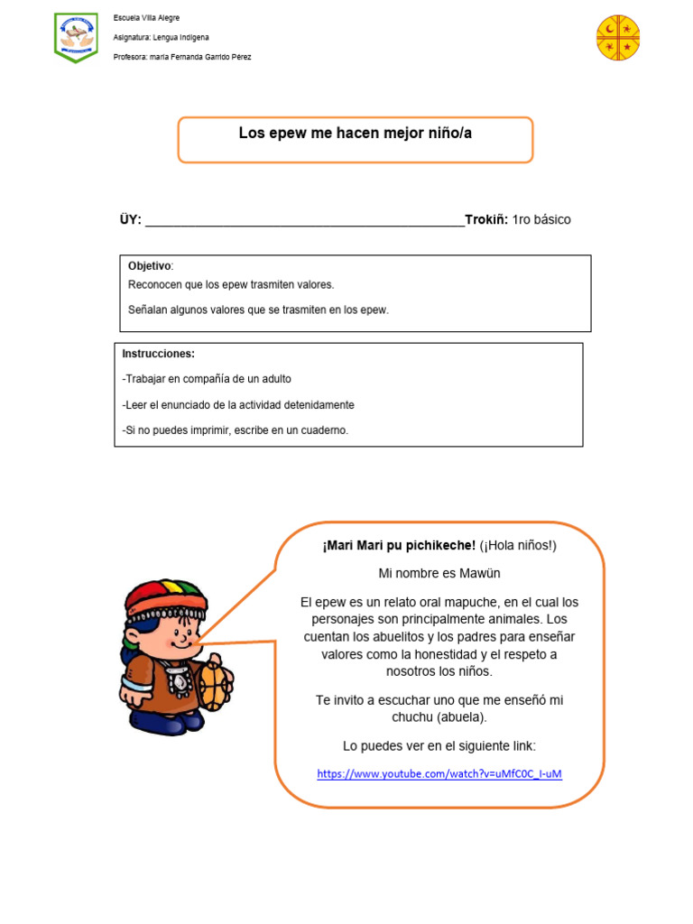 Epew Mapuche: Valores para Niños | PDF