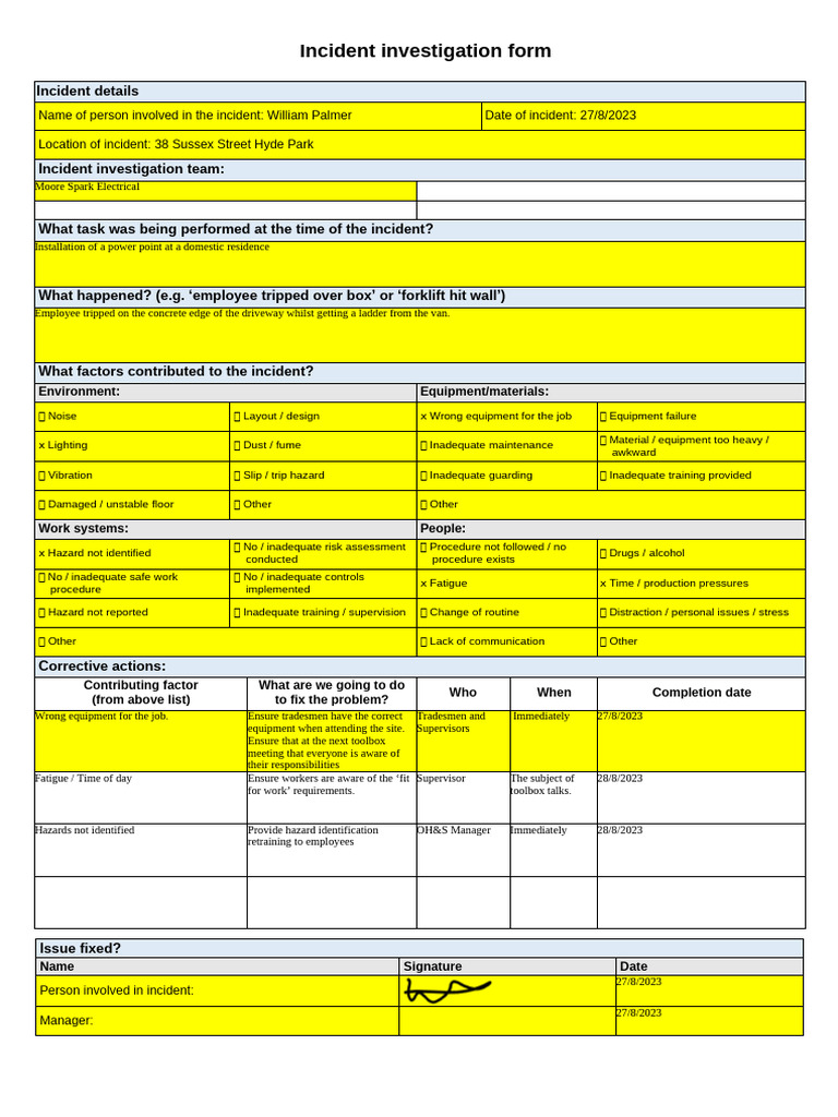 Incident Investigation Form | PDF | Hazards | Occupational Safety And Health