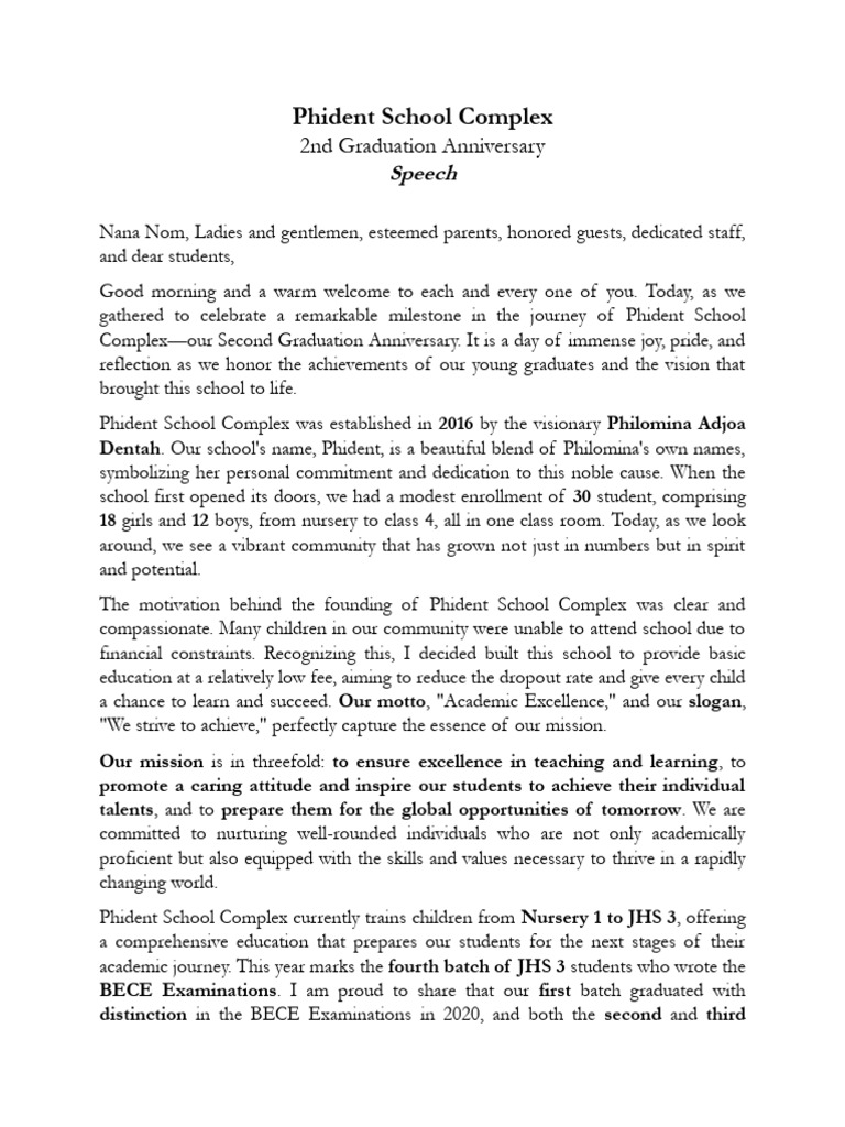 Graduation Speech Philomena Dentah August 2024 | PDF