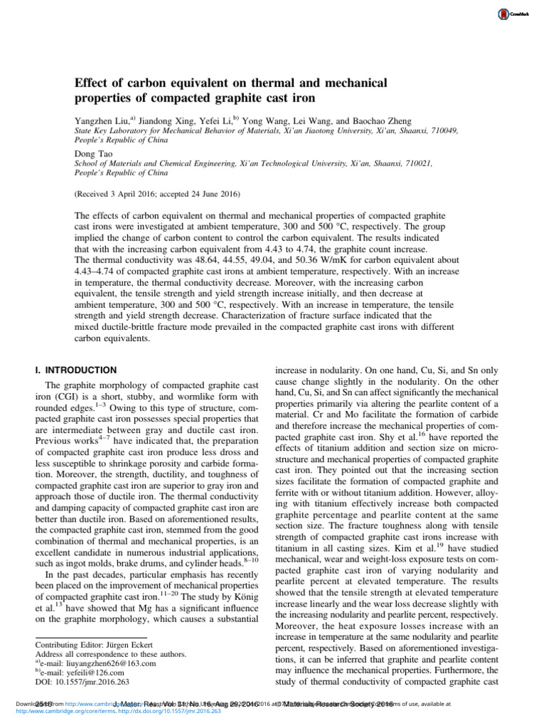 Carbon Equivalent Effects on Cast Iron Properties | PDF | Cast Iron ...