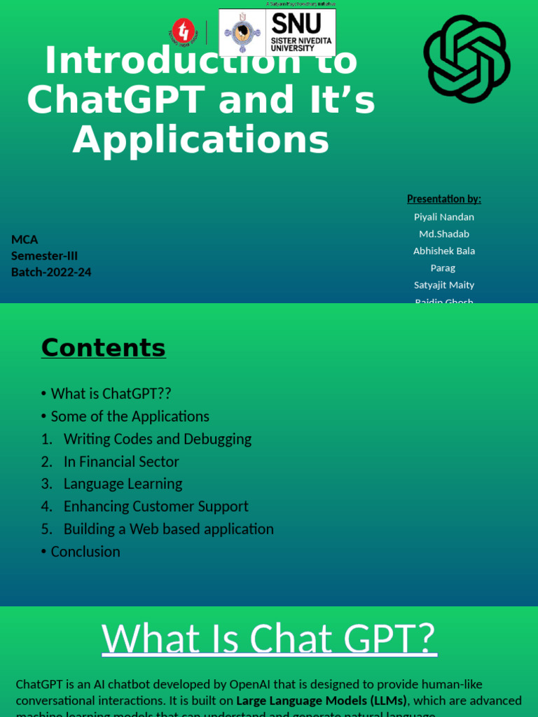 Introduction To ChatGPT and It's Applications | PDF | Artificial ...