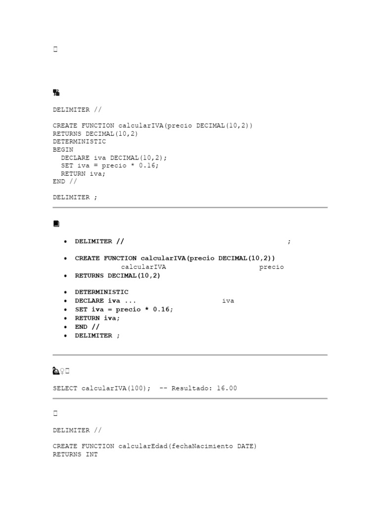 ? CREACIÓN DE FUNCIONES EN MySQL | PDF | Bases de datos | SQL