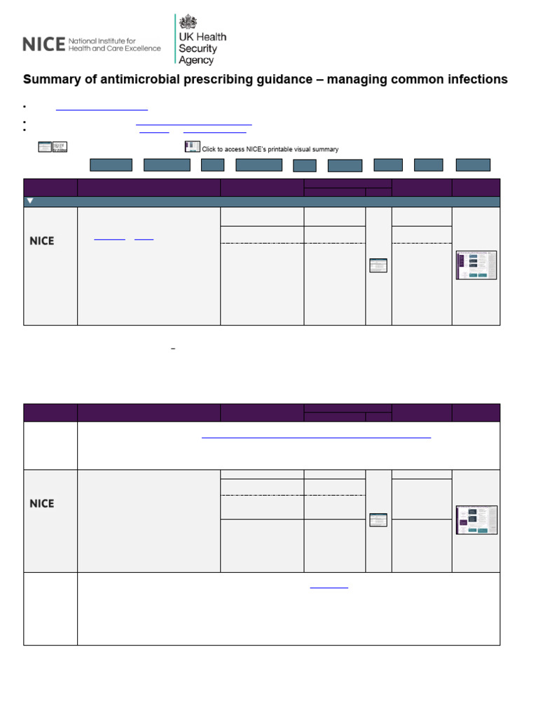 NICE Summary of Antibiotic 2025 | PDF | Pneumonia | Antimicrobial ...