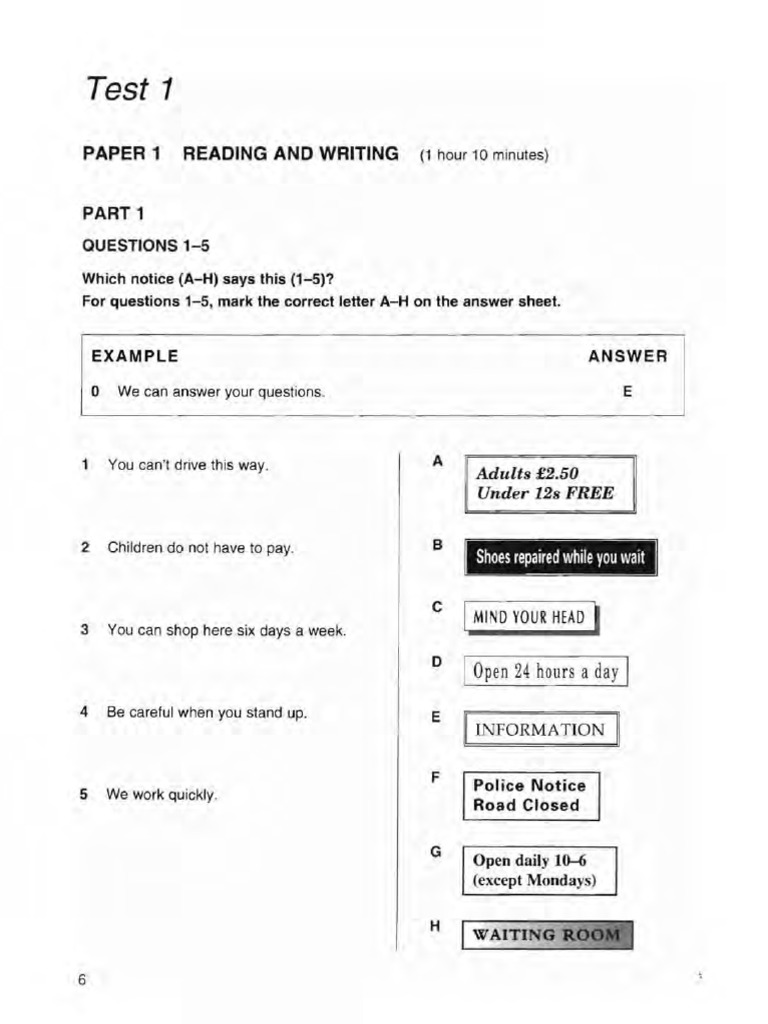 KET TEST 1 (With Answers) - Trang | PDF
