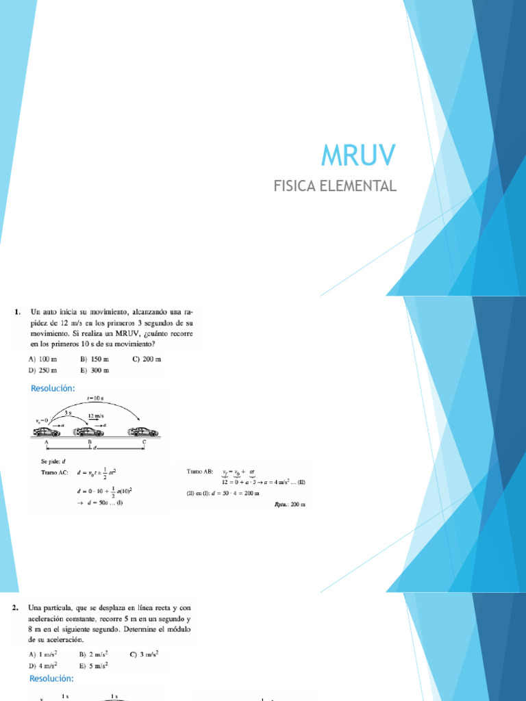 Mruv Ejercicios Resueltos p.quinto | PDF