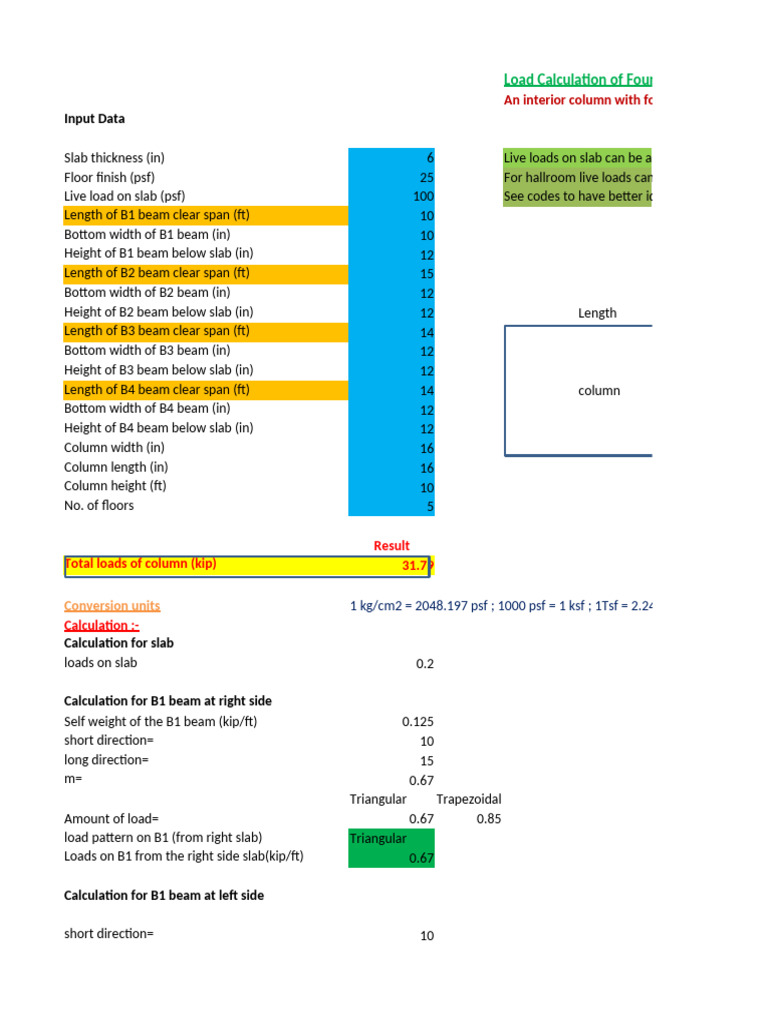 Load Calculation of Foundation New | PDF | Column | Structural Engineering
