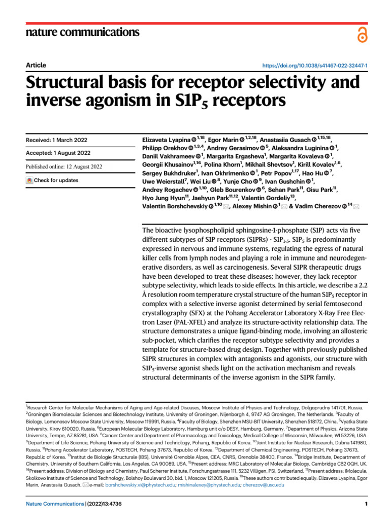 Structural Basis For Receptor Selectivity and Inverse Agonism in S1P ...