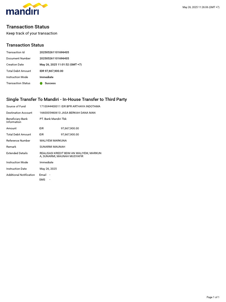 Bukti TF Si An Waliyem WR, Markuna, Sunarmi Dan Maunah Musyafir | PDF