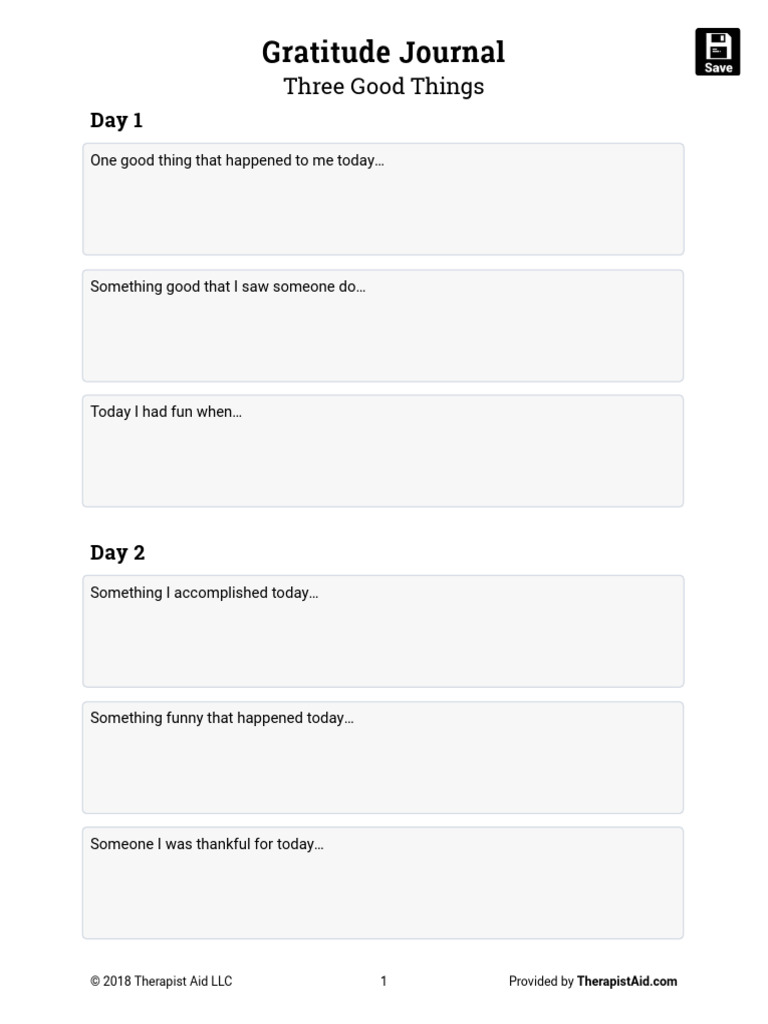 Three Good Things Gratitude Journal | PDF