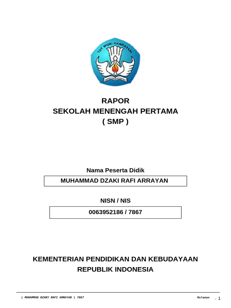 Pelengkap_Rapor_MUHAMMAD DZAKY RAFI ARRAYAN_20201 | PDF