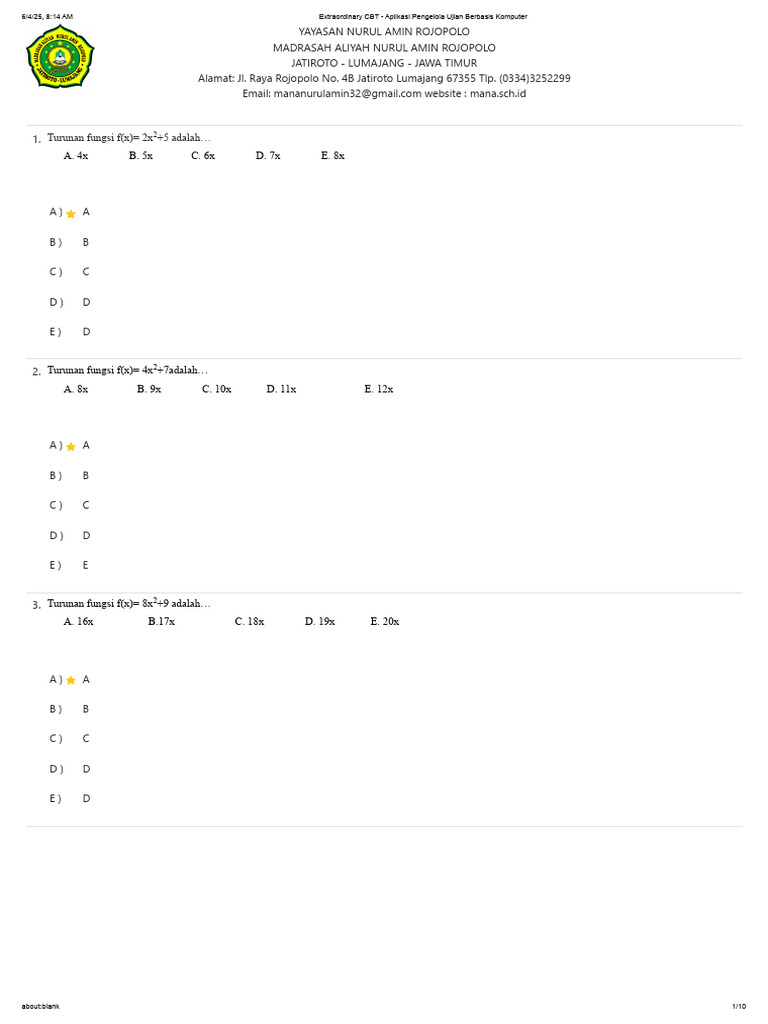 MTK Kelas Xi Genap 2025 | PDF
