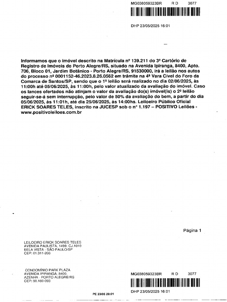 Leilão - Apto. Cond. Park PLaza | PDF