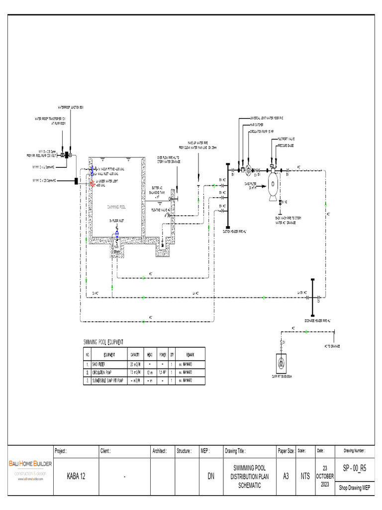 SP-00-01 - R5, Swimming Pool Distribution Plan | PDF | Pump | Storm Drain