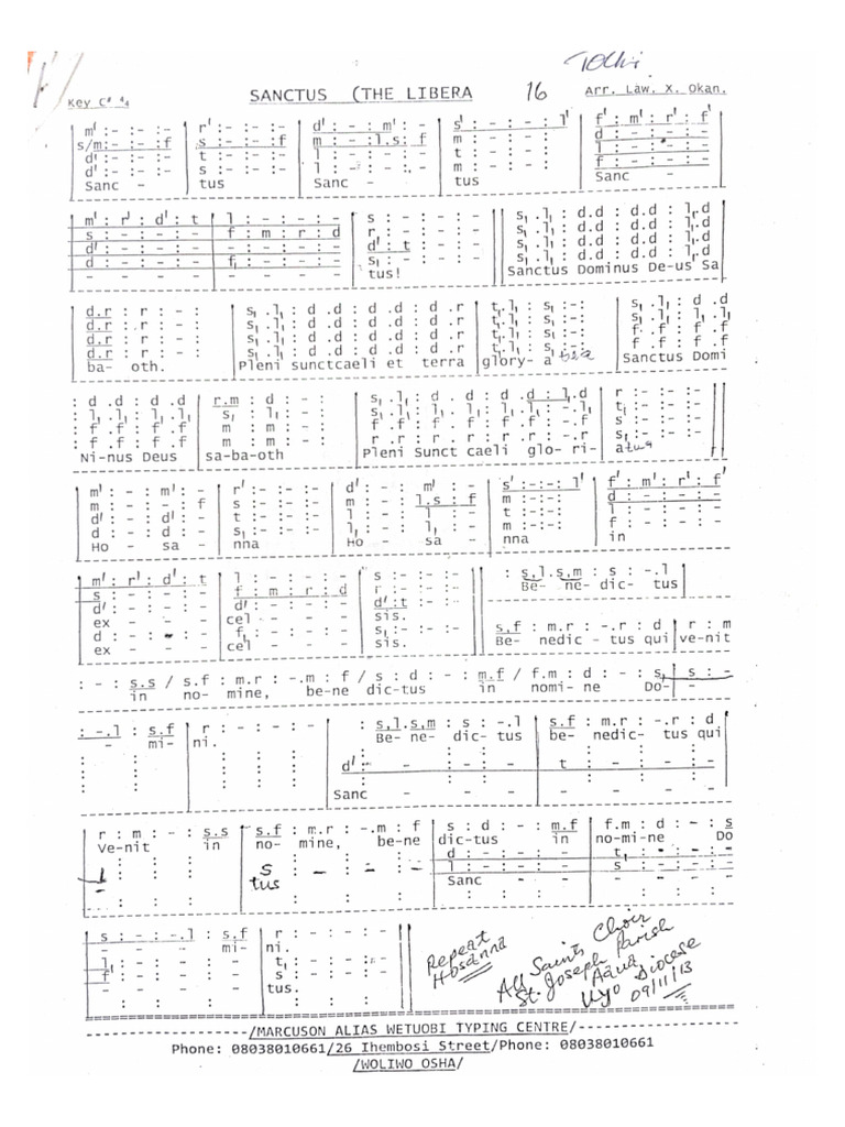 Sanctus (The Libera) Arr. by Law X. Okon | PDF