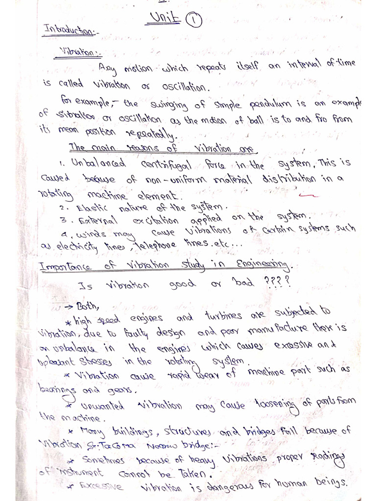 Unit 1 Notes Vibration | PDF