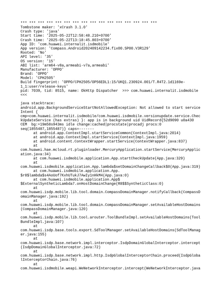 Crash-20250522 13-18-46-Com Huawei Internalit Isdmobile | PDF | Mobile ...