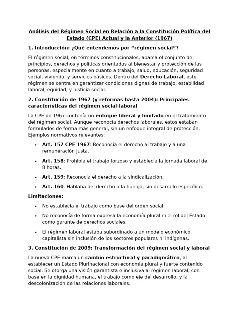 Evolución del Régimen Social Laboral en CPE | PDF | Derecho laboral ...
