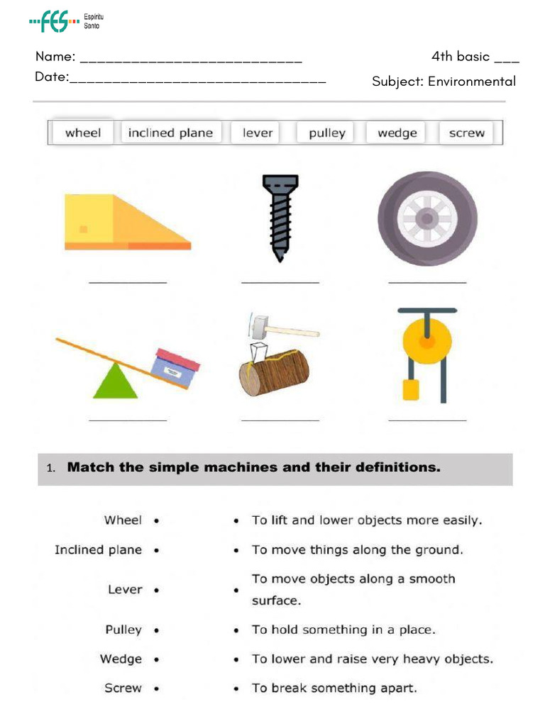 Simple Machine Worksheet 1 | PDF