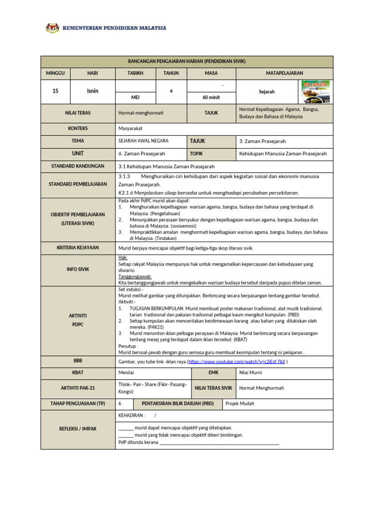 RPH Sej THN 4 SK V2 (M15) (P.SVK Mei) | PDF