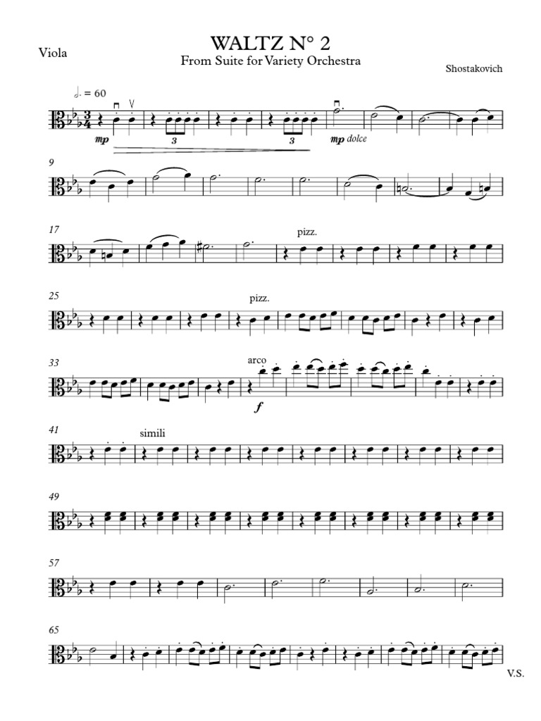Shostakovich Waltz No. 2 for Viola | PDF