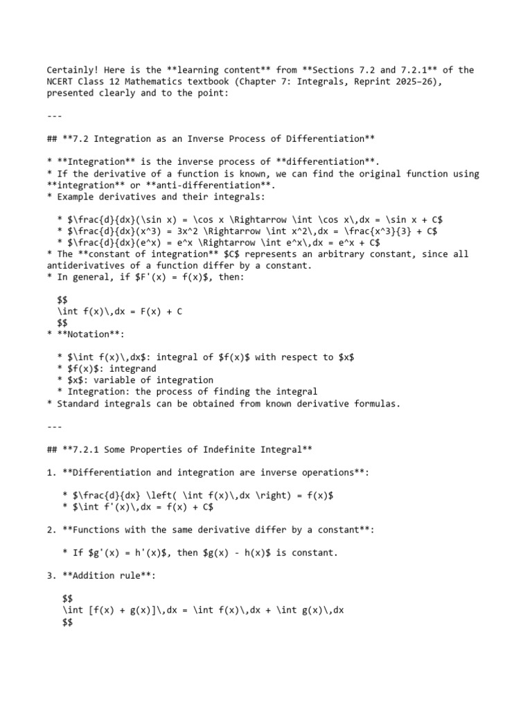 Integration Basics and Properties Explained | PDF