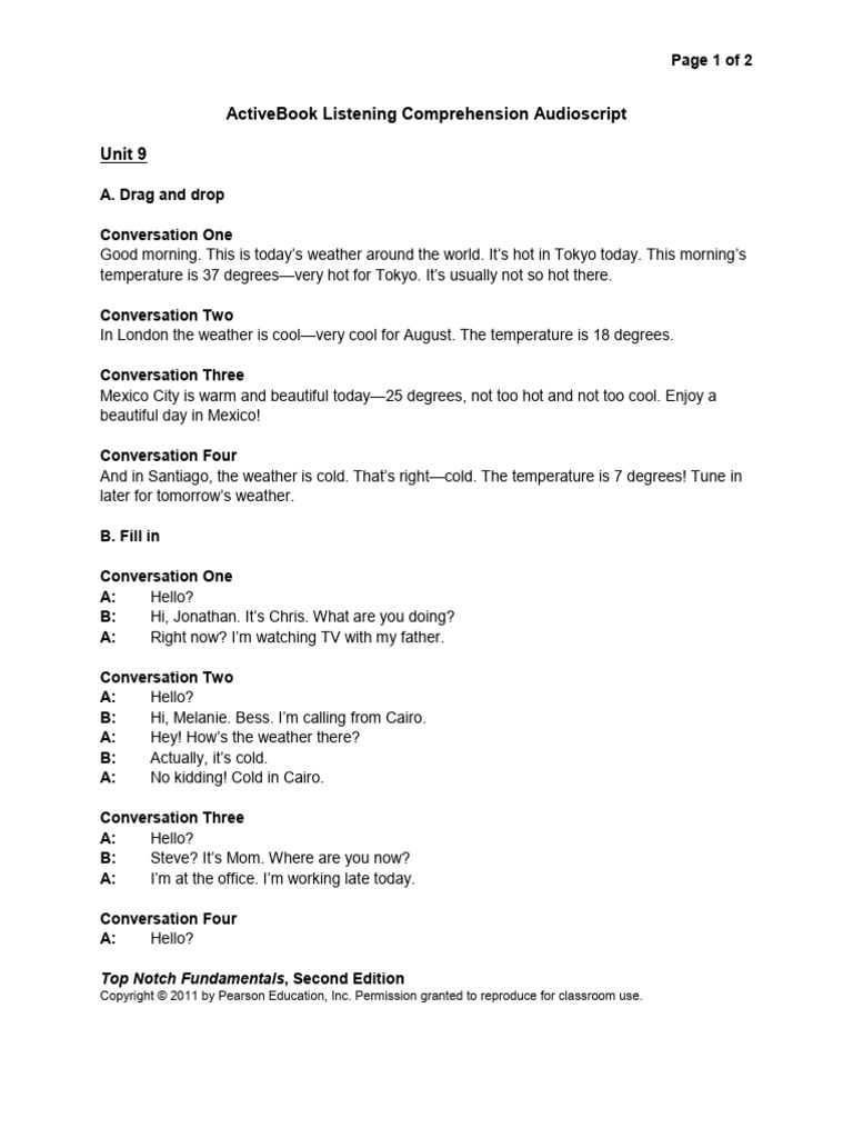 UNIT 09 ActiveBook Audioscript | PDF